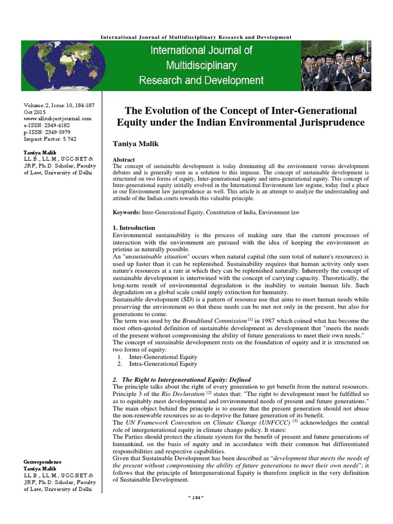 Inter Generational Equity Basic | PDF | Sustainability | Sustainable ...