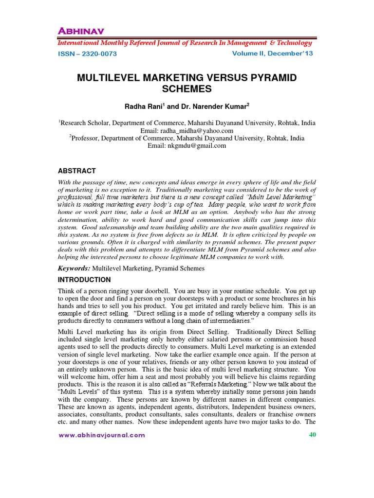 MLM Vs Pyramid Scheme | Download Free PDF | Multi Level Marketing ...