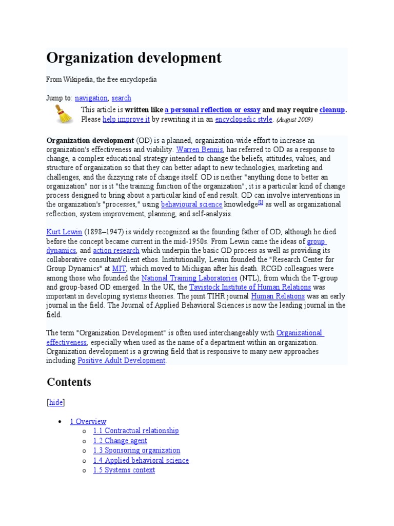 Organization Development: and May Require | PDF | Organization Development | Behavior Modification