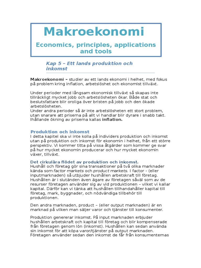 Sammanfattning Av Engelska Boken Makroekonomi | PDF