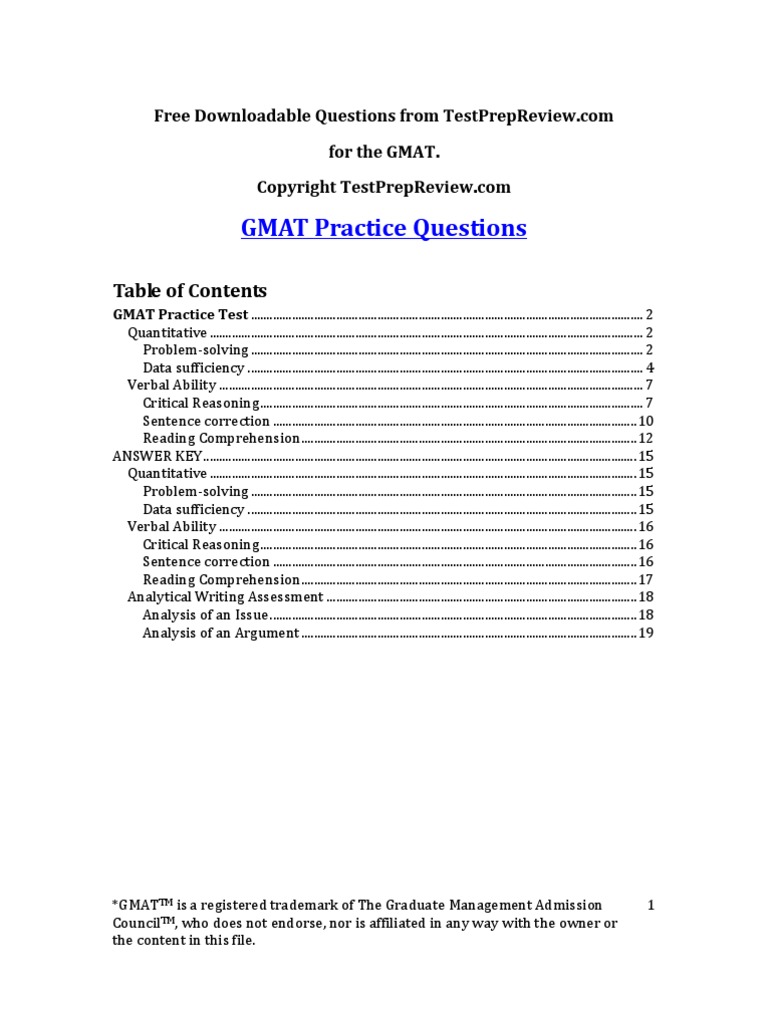 GMAT Test Practice Questions | PDF