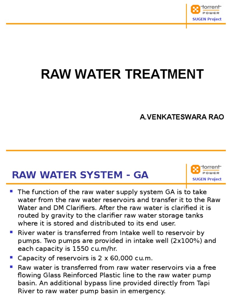 Raw Water Treatment Process Overview | PDF | Water Purification ...