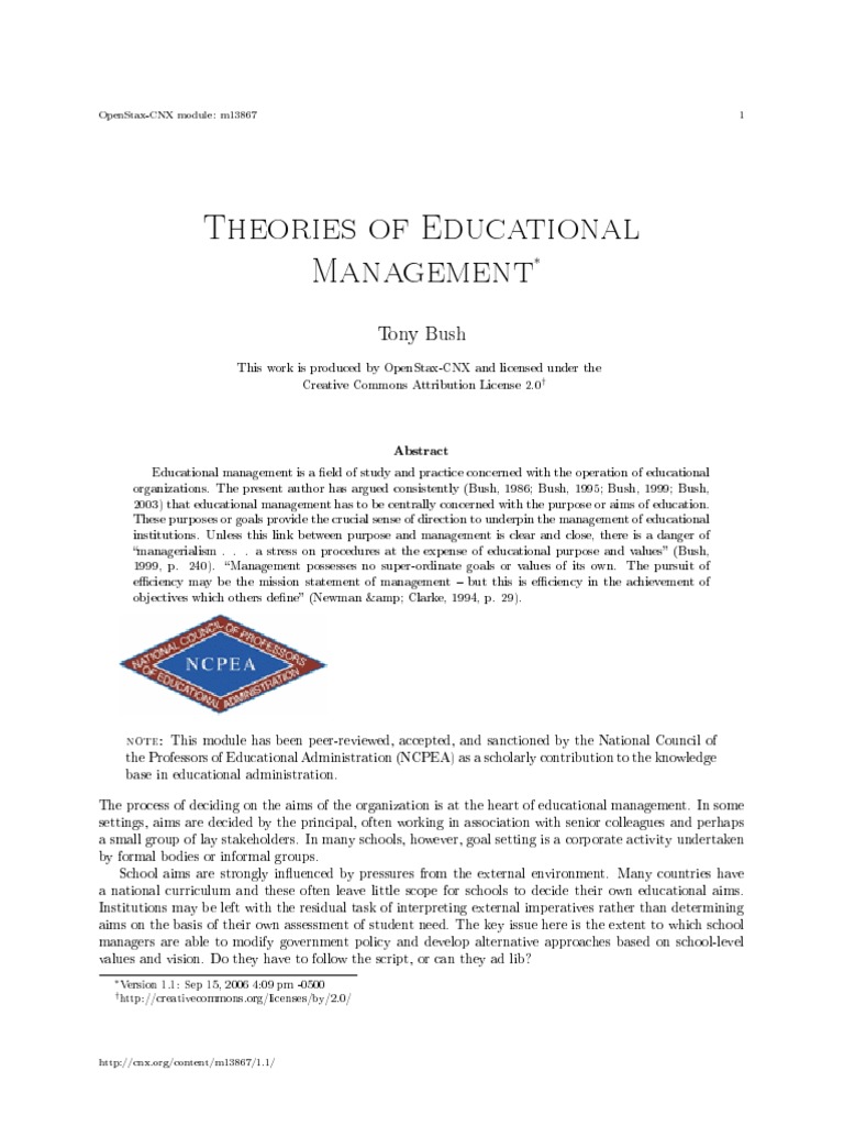 Theories of Educational Management 1 | PDF | Power (Social And ...