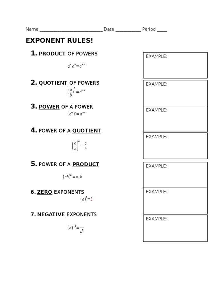 Exponent Rules | PDF