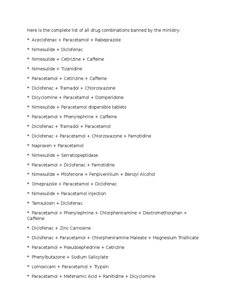Complete List of All Drug Combinations Banned | PDF | Functional Group ...