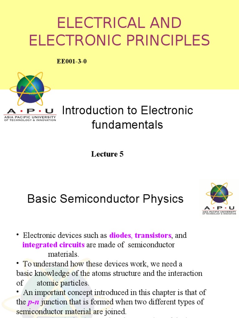 Lecture5-Introduction To Electronic Fundamentals | PDF | P–N Junction ...