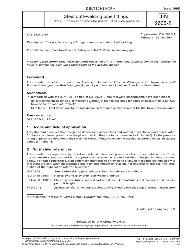DIN-2605-2-95 Standart | PDF | Engineering Tolerance | Pipe (Fluid Conveyance)