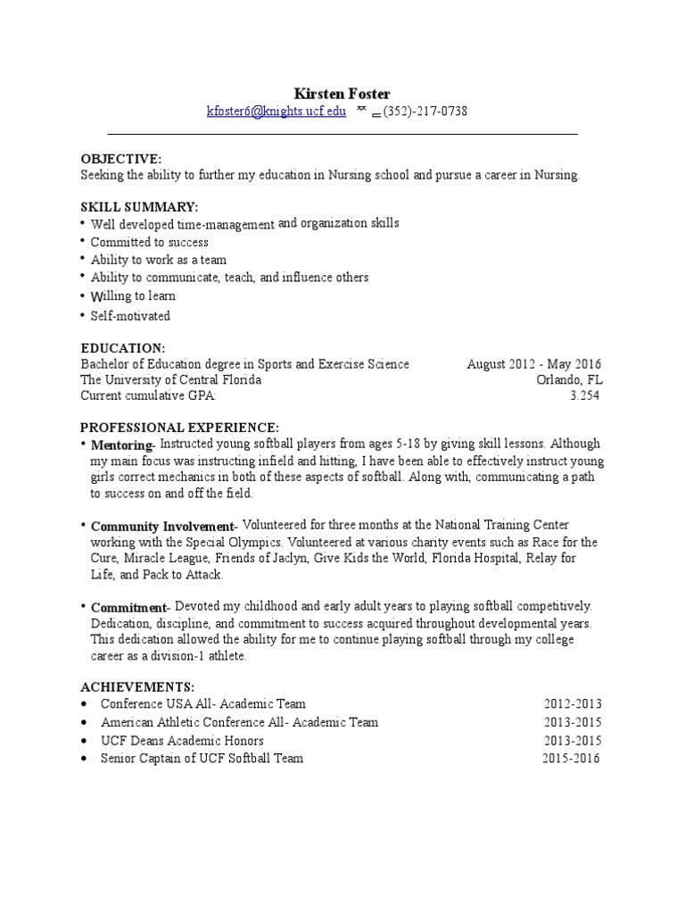 Kirsten Foster Resume | PDF