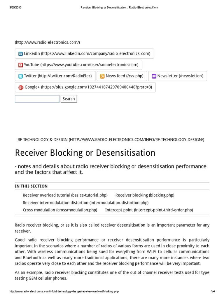 Receiver Blocking or Desensitisation | PDF | Amplifier | Electronics