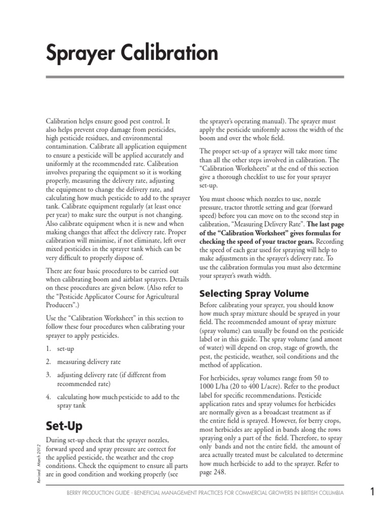 Sprayer Calibration | PDF | Herbicide | Calibration