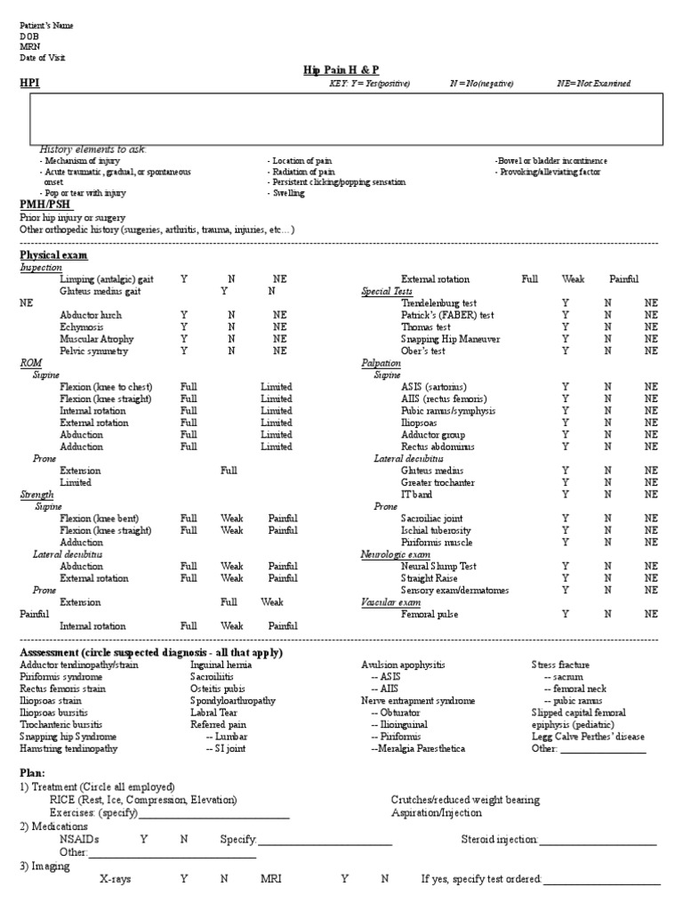 Hip Exam-Rev | PDF | Anatomical Terms Of Motion | Dance Science