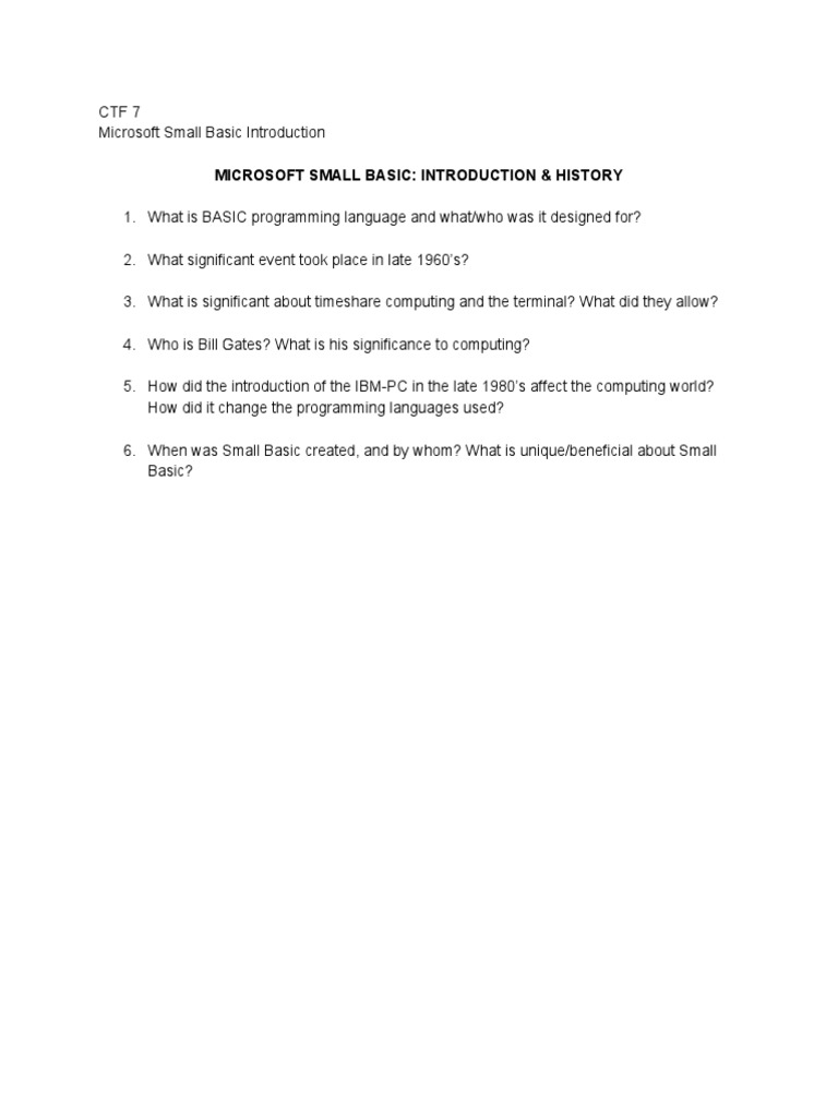 Intro to Microsoft Small Basic | PDF