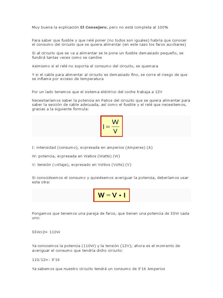 Calculo de Fusible | PDF | Voltio | Energia electrica