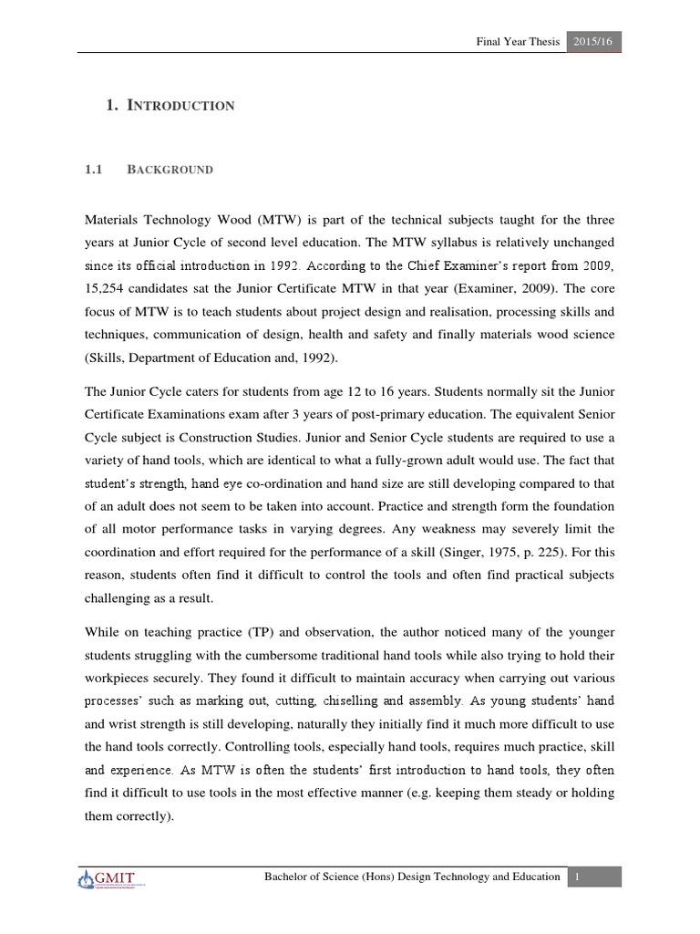 Thesis Background | PDF | Thesis | Teachers