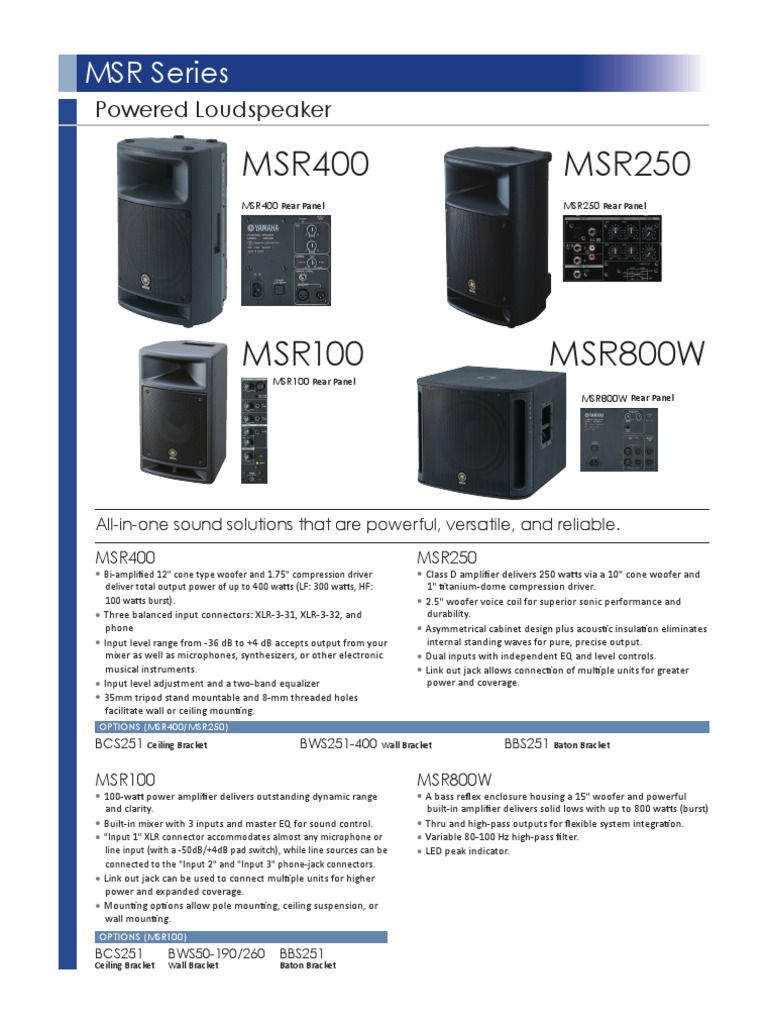 MSR Series Datasheet | PDF | Microphone | Loudspeaker