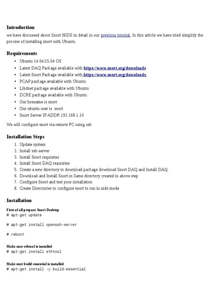 Instalar Snort en Ubuntu | PDF | Advanced Packaging Tool | Ubuntu (Operating System)