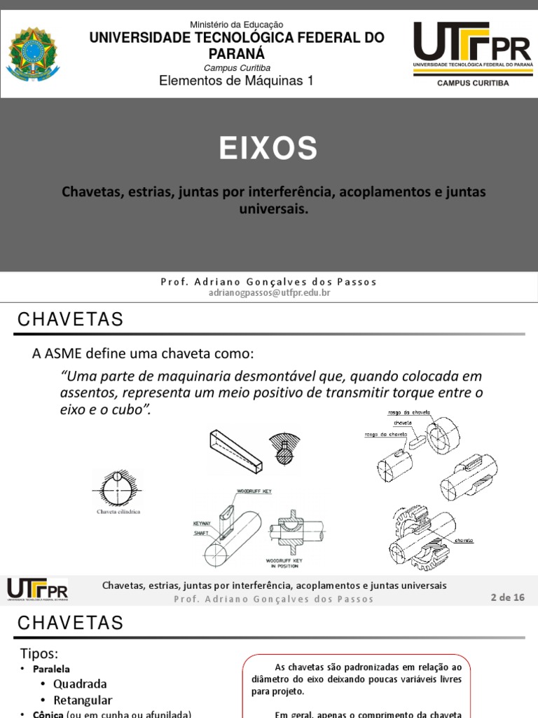 2-3. Eixos - Chavetas, Estrias, Juntas Por Interferência, Acoplamentos ...