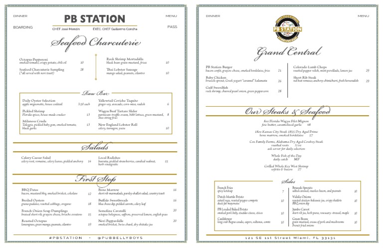PB Station Dinner Menu | PDF | Pickling | Bacon