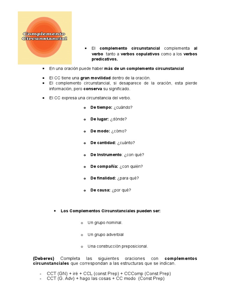 Complementos Circunstanciales Teoría | PDF