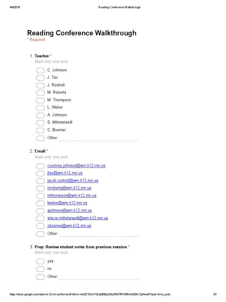 Reading Conference Walk - Google Forms | PDF | Epistemology | Cognitive ...