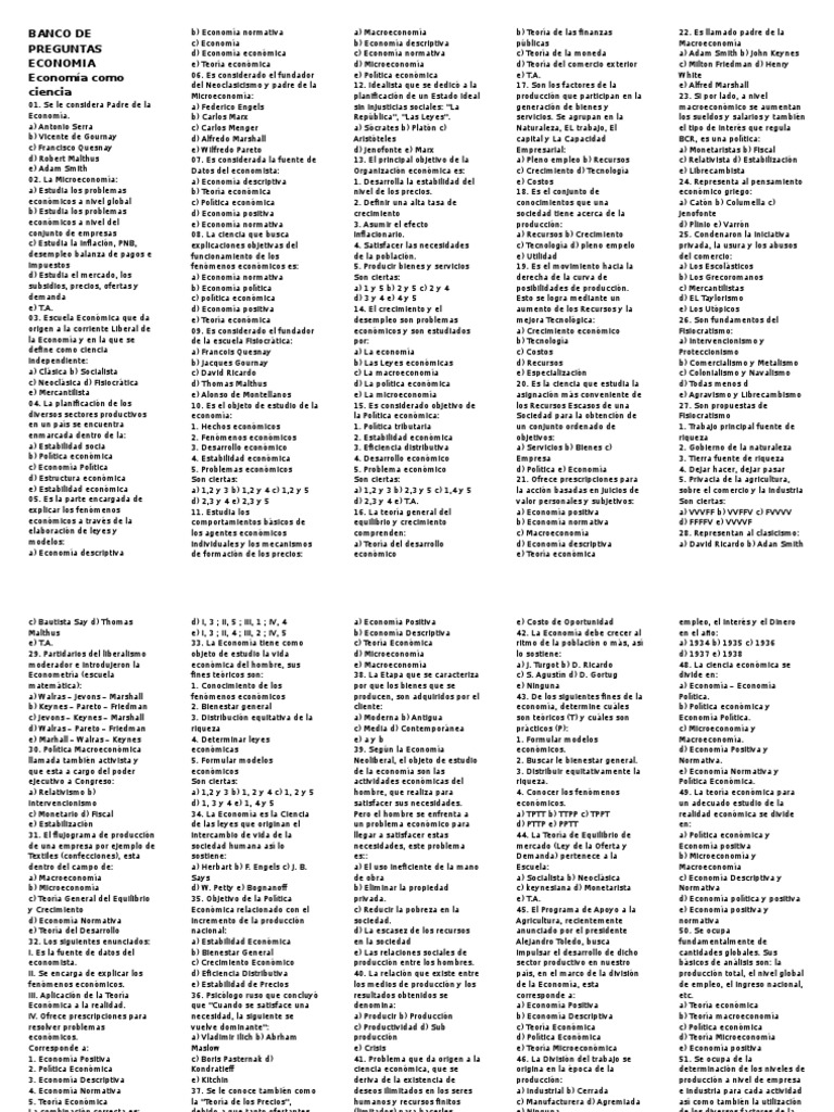 Banco de Preguntas Economia | PDF