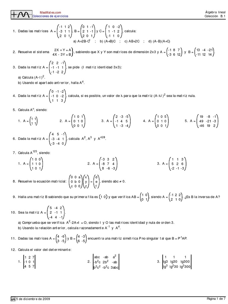 Matrices Ejercicios03 | Matriz (Matemáticas) | Ecuaciones