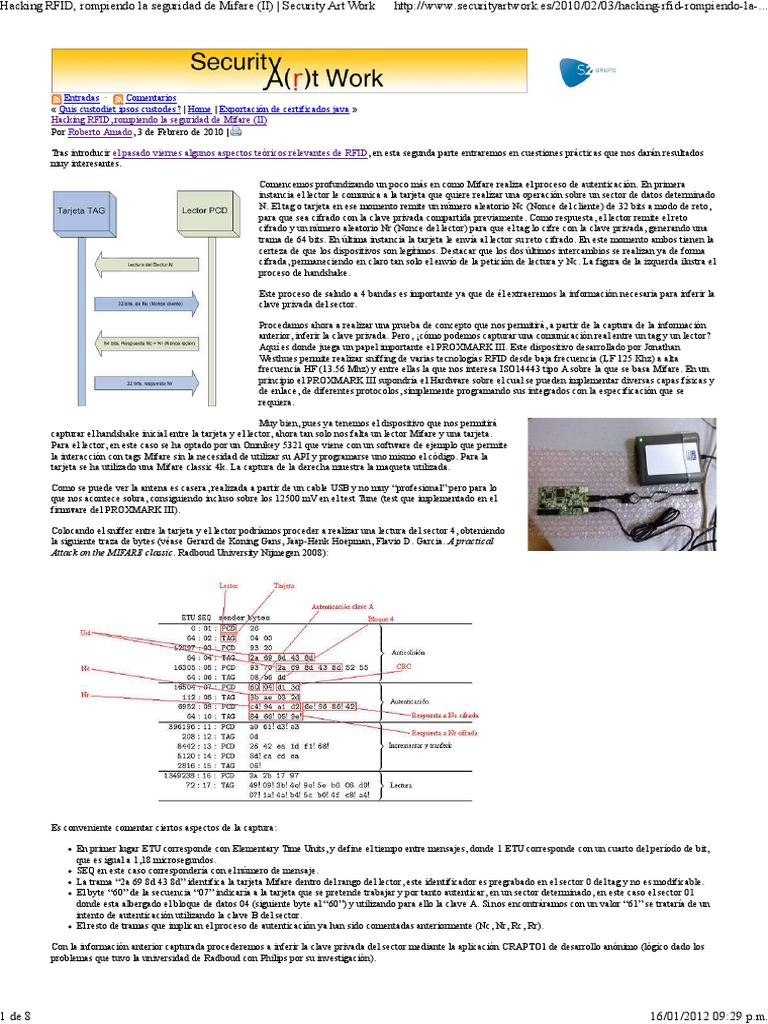 Hacking RFID, Rompiendo La Seguridad de Mifare (II) | PDF ...