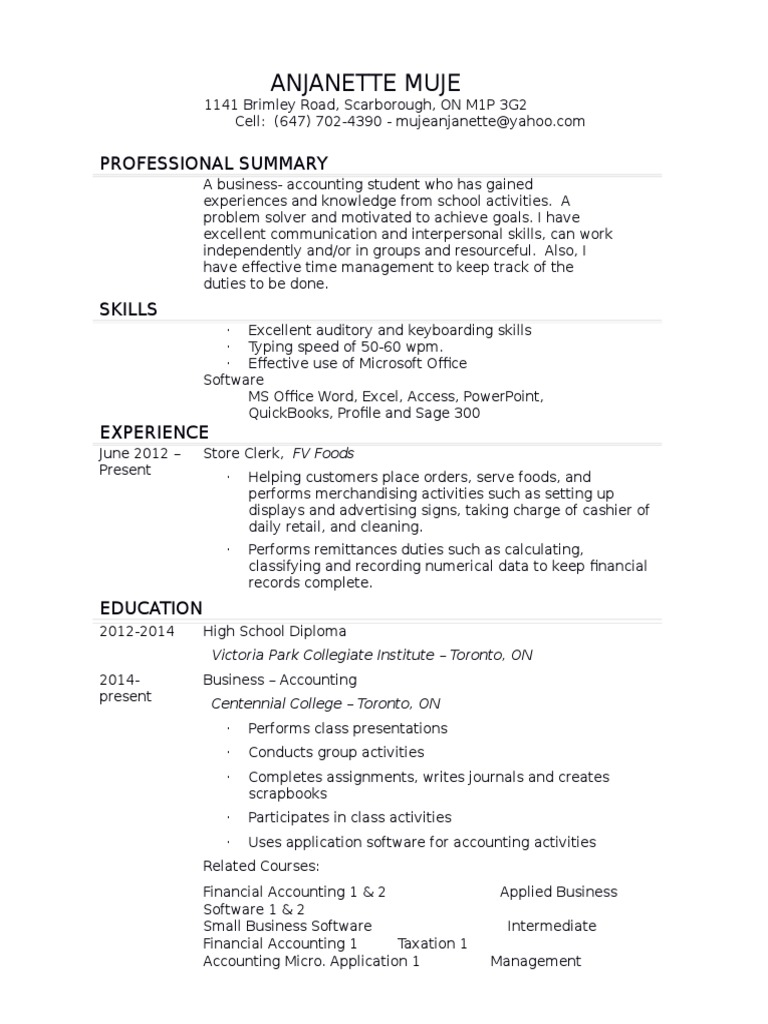 Business Accounting Student Resume | PDF | Career & Growth | Business