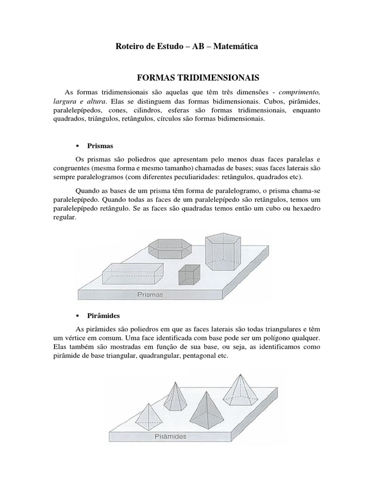 Roteiro de Estudo | PDF | Geometria Euclidiana | Formas geométricas
