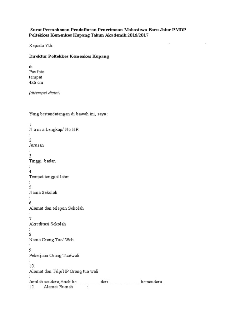 Surat Permohonan Dan Pernyataan PMDP | PDF | Karier & Perkembangan | Ilmu Sosial