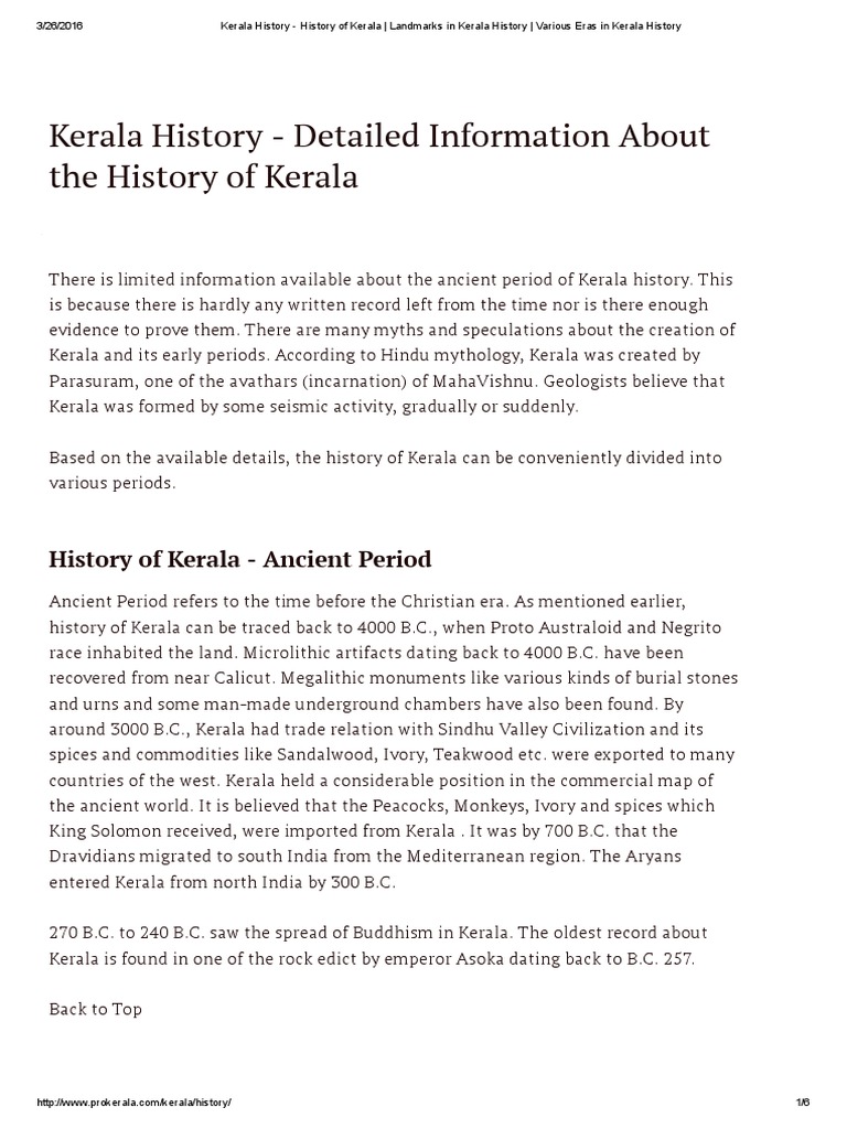 History and Landmarks of Kerala | PDF | Kerala | South Asia