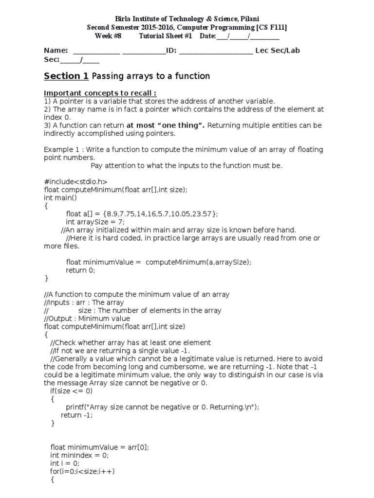Pointers In C Programming Very Important Pdf Array Data Structure Pointer Computer
