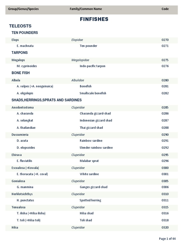 Fish Species Classification Guide | PDF | Foreign Language Studies