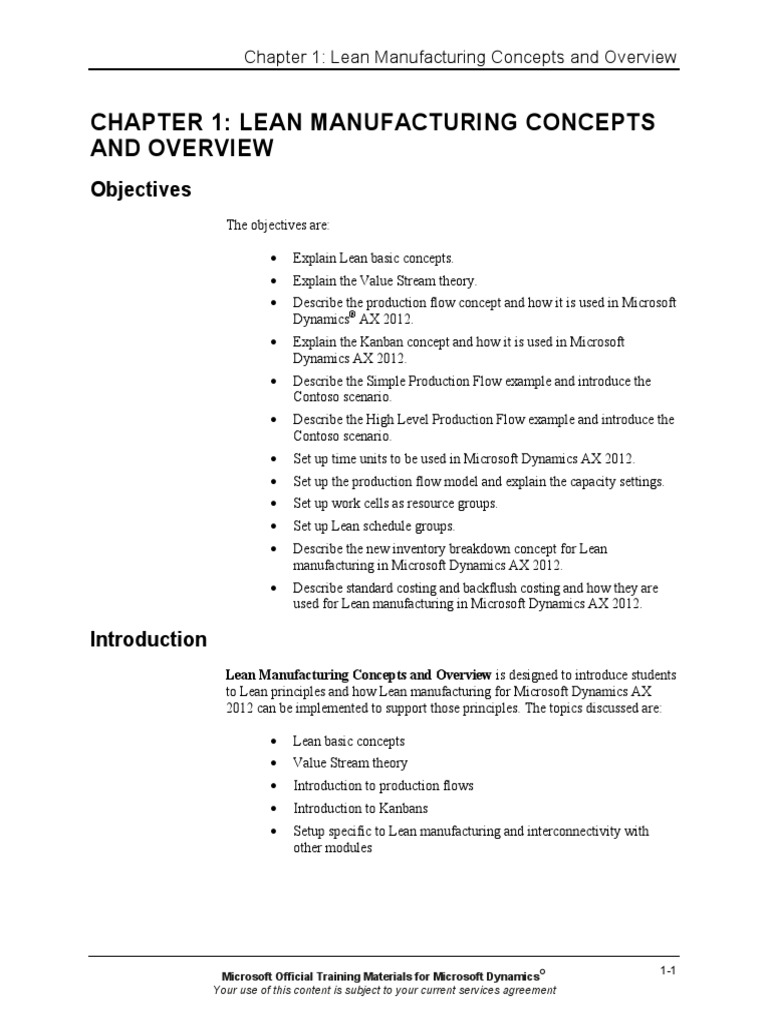 Chapter 1: Lean Manufacturing Concepts and Overview: Objectives | PDF ...