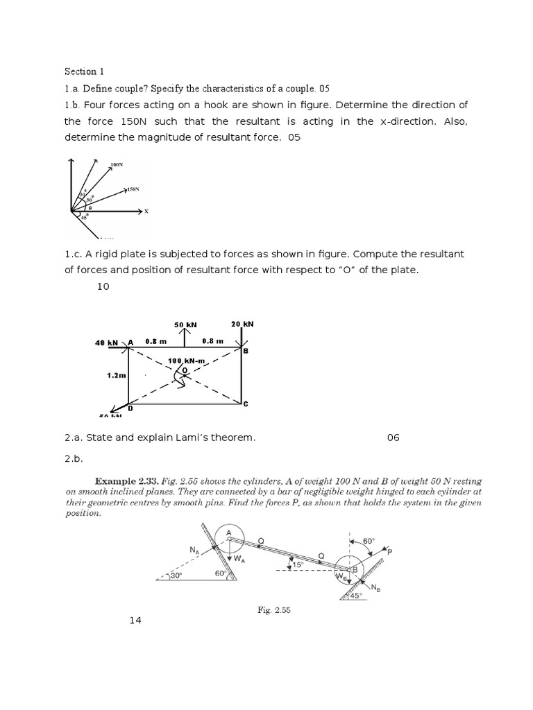 Basic Engineering Mechanics Questions | PDF