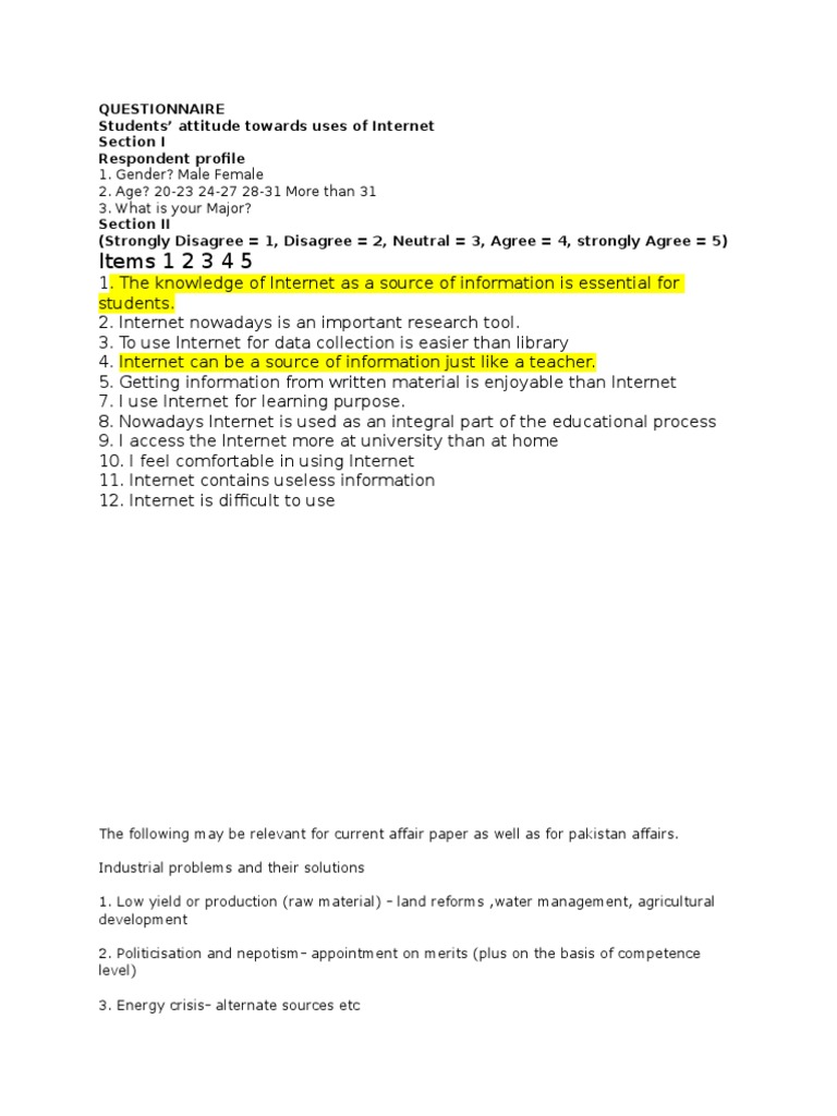 Questionnaire | PDF | Political Corruption | Internet