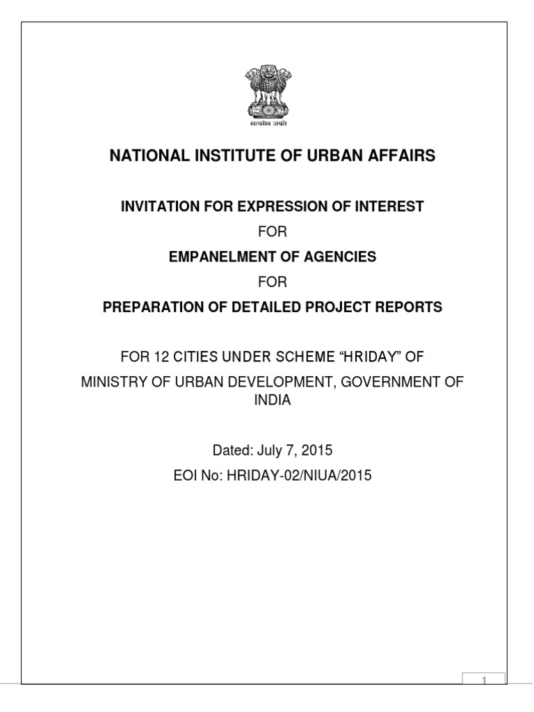 EOI For Empanelment of Agencies For Preparation of Detail Project ...