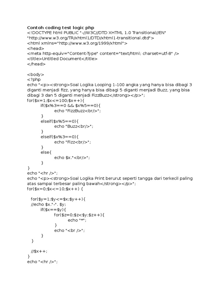 Contoh Coding Test Logic - Oop - MVC CI PHP | PDF | Html | Area Ilmu ...
