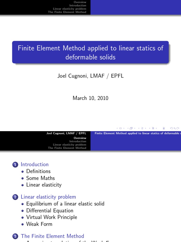 Linear Statics Fem | PDF | Linear Elasticity | Finite Element Method