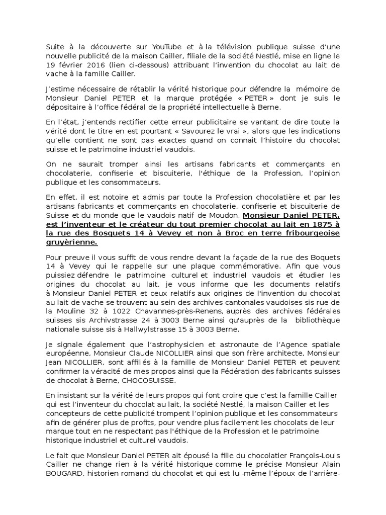 Daniel Peter - Réaction | PDF