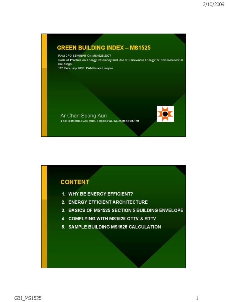 GBI MS1525-2007 Seminar (CSA) Presentation | PDF | Window | Building ...