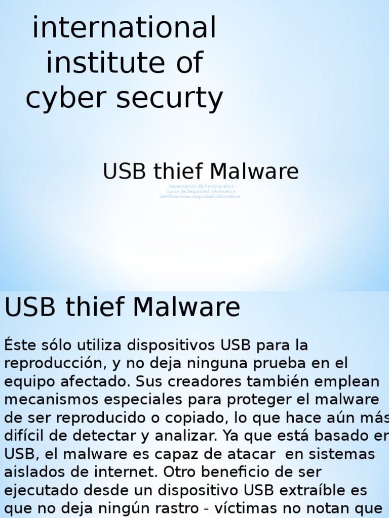 USB Thief Malware Iicybersecurity | PDF | Malware | USB