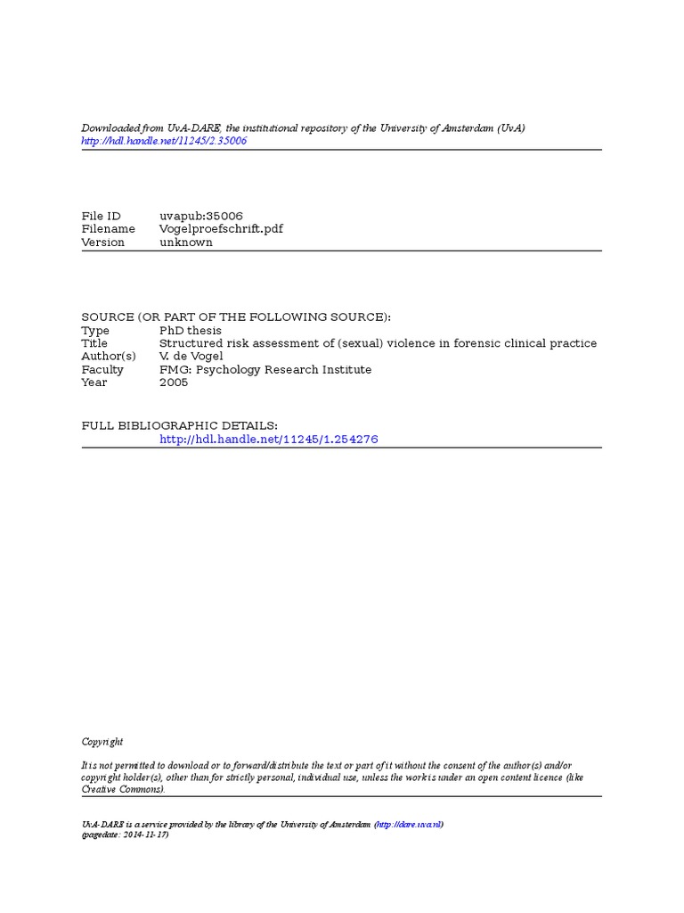 Foaie Raspuns Svr-20 | PDF | Psychological Evaluation | Forensic Psychiatry