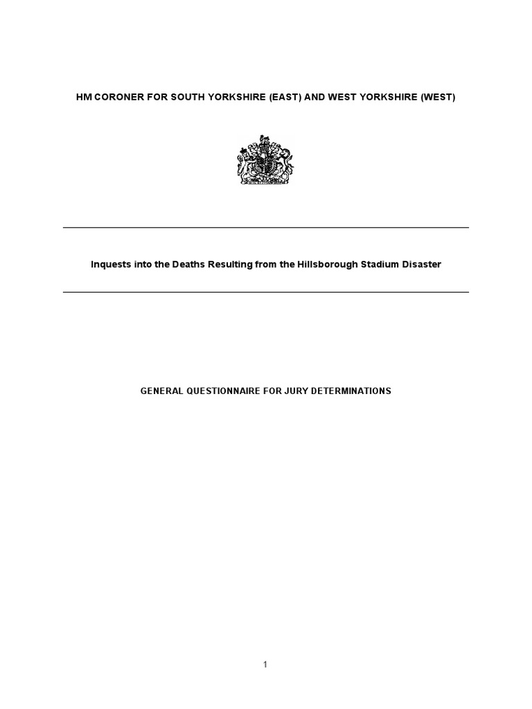 HM Coroner For South Yorkshire (East) and West Yorkshire (West) | PDF ...