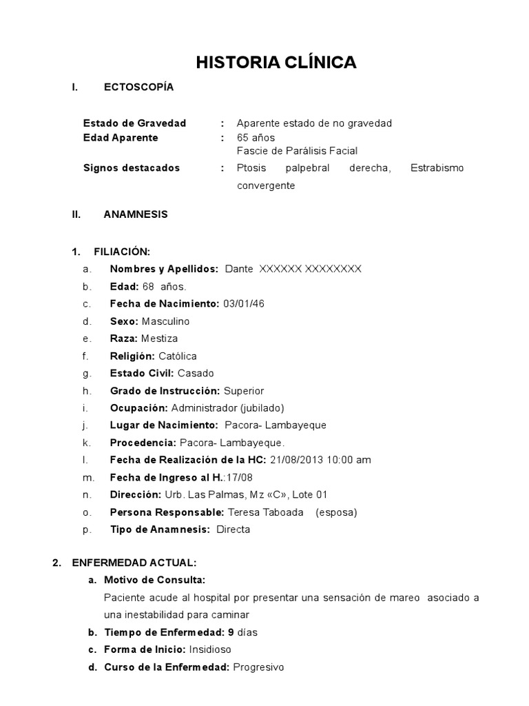 Historia Clinica Ejemplo | PDF | Diabetes mellitus | Hipertensión