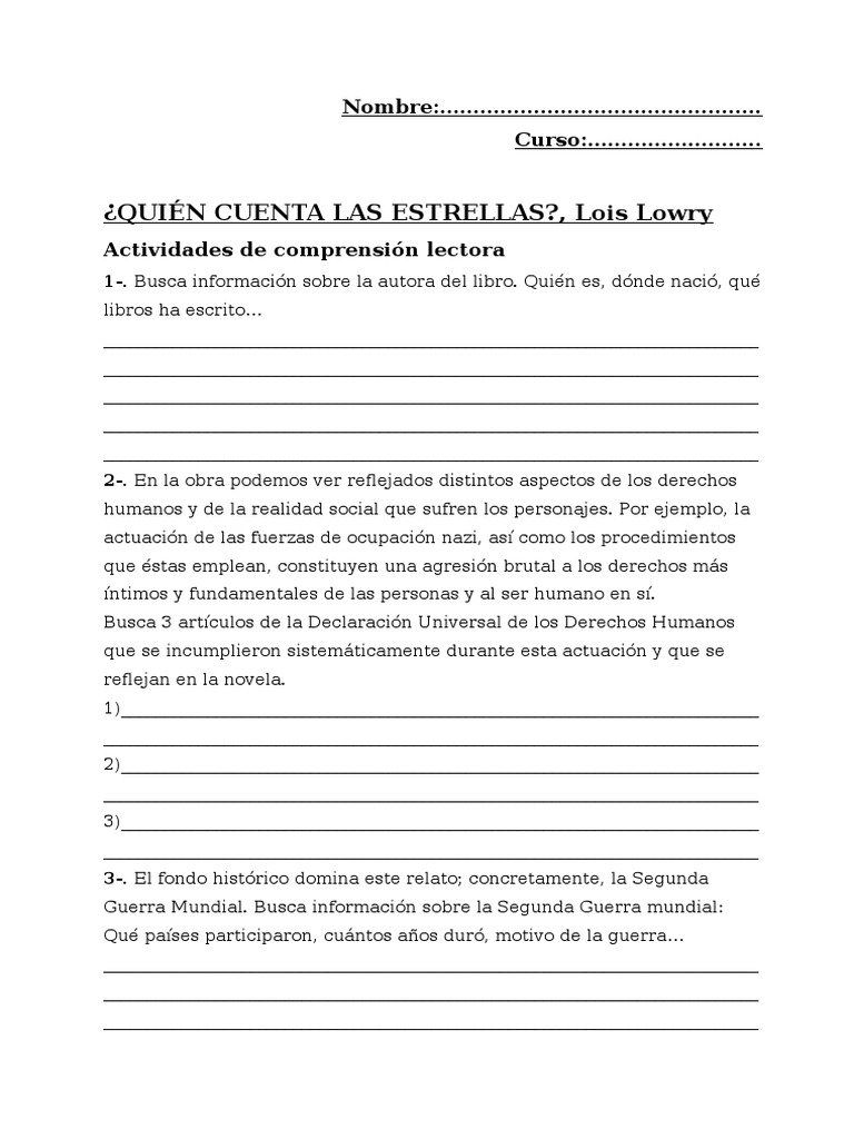 Dossier Comprension Lectora Quien Cuenta Las Estrellas | PDF | Hans ...