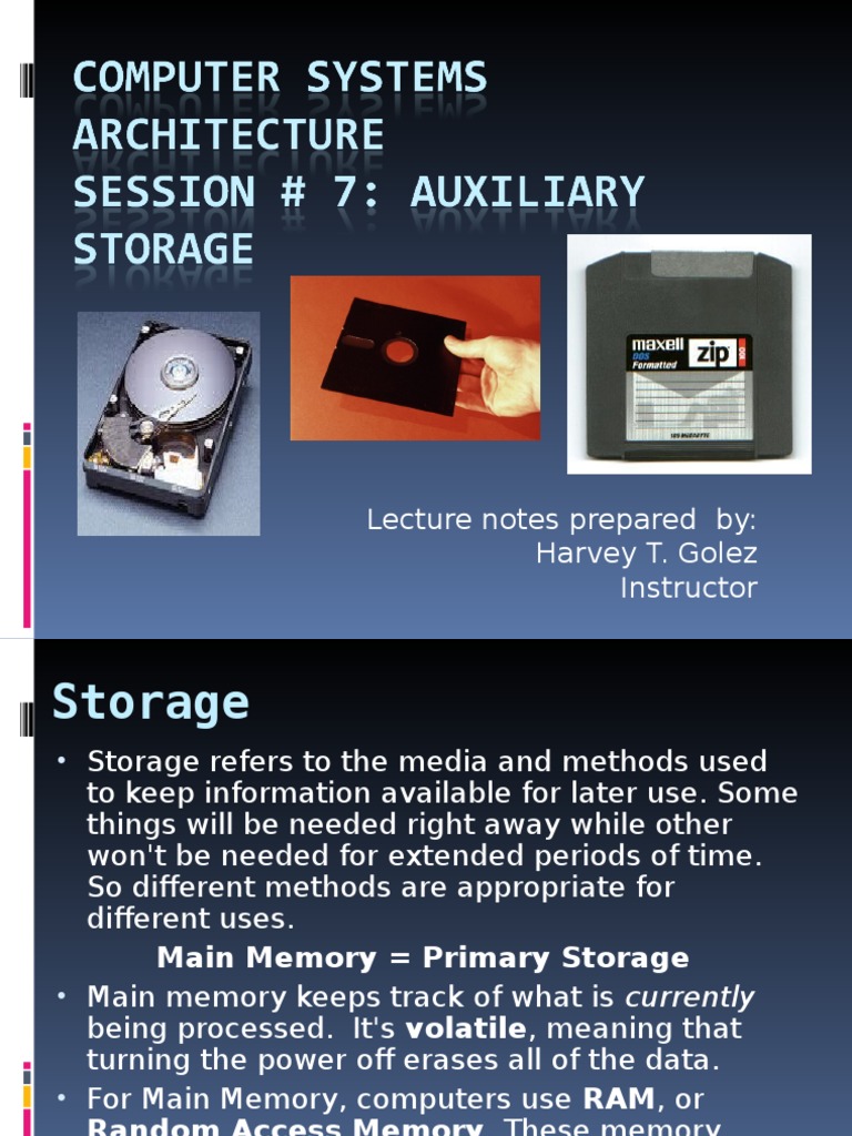 An Overview of Computer Storage: Main Memory, Secondary Storage, Magnetic Disks, and Data Access ...