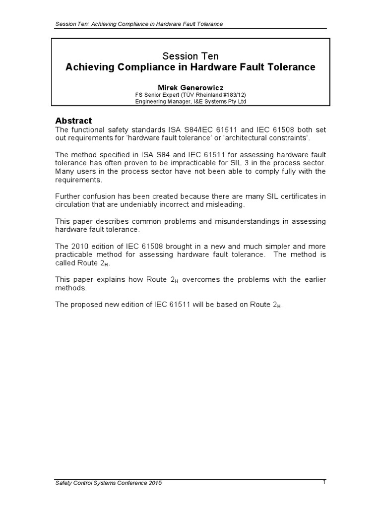 Achieving Hardware Fault Tolerance | PDF | Reliability Engineering ...