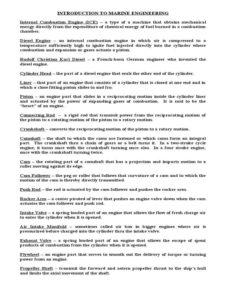 1.1 Function of Different Parts of Diesel Engine | PDF | Internal ...