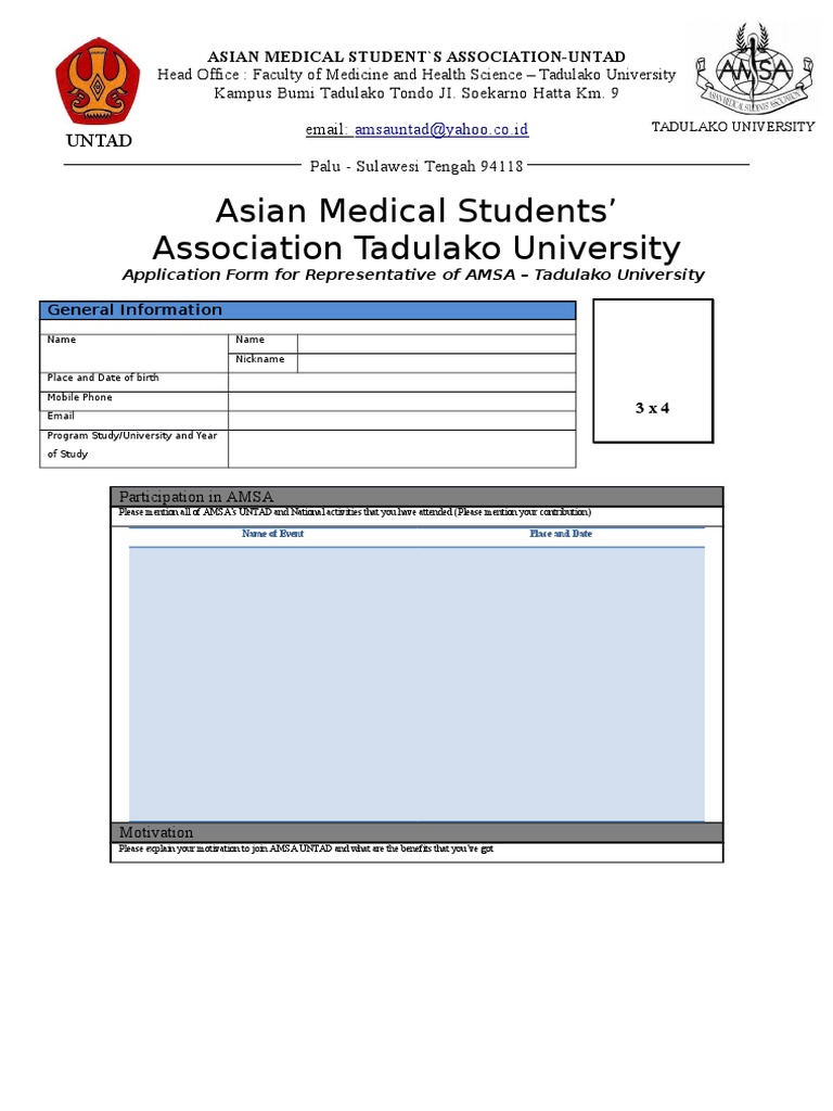 AMSA UNTAD Representative Application Form | PDF